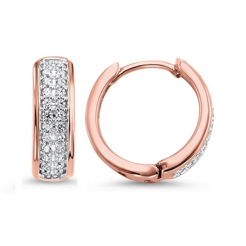 Diamond Double Row Hoop Earrings in 14k Rose Gold (1/4 ctw) - ER10033-1PSC